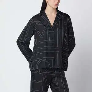 TOTEME TOTEME Monogram Silk Pajama Shirt Black