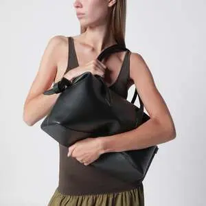Yuzefi Brioche Duffle Bag In Pebble-grained Leather - Black
