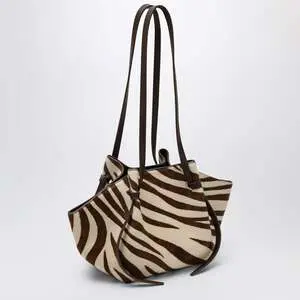 Yuzefi Mochi Zebra Print Pony Hair Leather Shoulder Bag