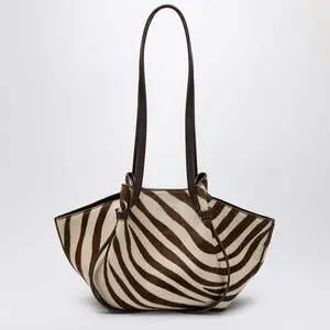 Yuzefi Mochi Zebra Print Pony Hair Leather Shoulder Bag
