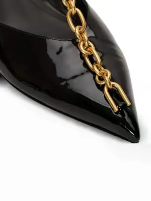 Balmain Sync Chain Patent Leather Slingback Sandals