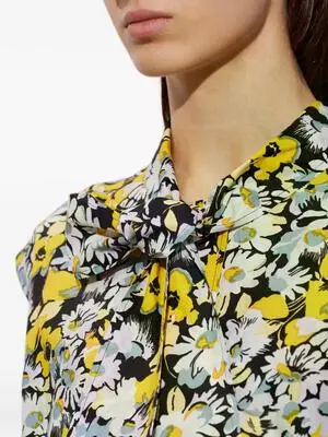 Marni Floral Print Pussy-bow Top