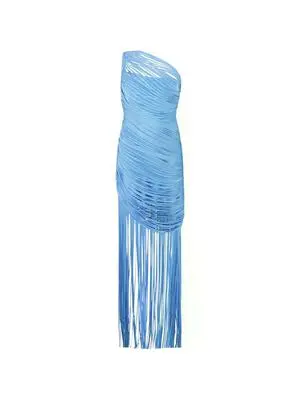 David Koma One-shoulder Fringed Maxi Dress
