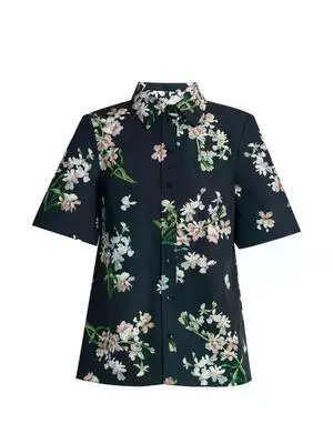 Erdem Floral Print Cotton Shirt - Blue