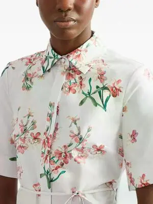 Erdem Floral-print Cotton-poplin Midi Dress - White