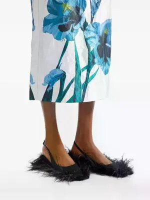 Erdem Floral Print Textured Midi Skirt