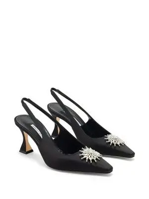 Manolo Blahnik Ronconasli Crystal-embellished Slingback Pumps - Black