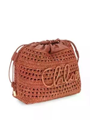Chloé Crochet-knit Logo-embroidered Shoulder Bag - Brown
