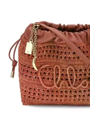 Chloé Crochet-knit Logo-embroidered Shoulder Bag - Brown
