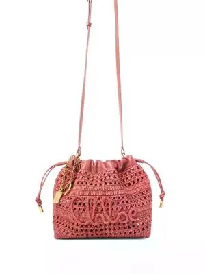 Chloé Crochet-knit Logo-embroidered Shoulder Bag - Brown