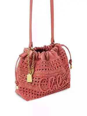 Chloé Crochet-knit Logo-embroidered Shoulder Bag - Brown