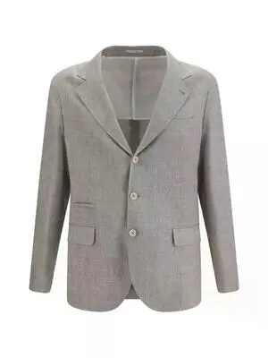 Brunello Cucinelli Herringbone-pattern Single-breasted Jacket - Grey