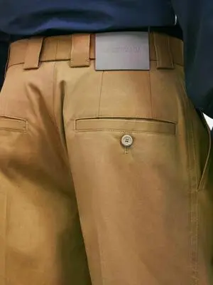 Balenciaga Khaki Brown Cotton Chino Trousers - Neutrals