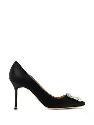Manolo Blahnik Hangisi 90 Crystal-buckle Pumps - Black