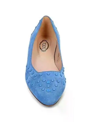 TOD'S Velvety Studded Suede Ballerina Flats