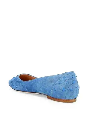 TOD'S Velvety Studded Suede Ballerina Flats