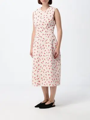 JIL SANDER Floral Technical Fabric Midi Dress