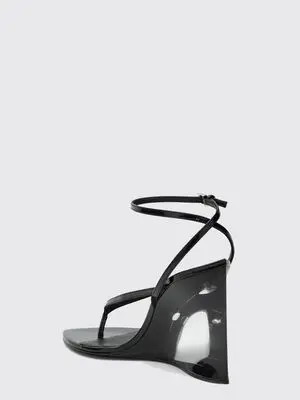 Alaïa Patent Calf Leather Wedge Sandals - Black