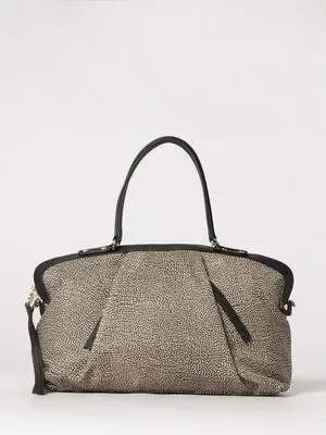 Borbonese Frame Polka Dot Recycled Nylon Boston Bag With Leather Details - Multicolor