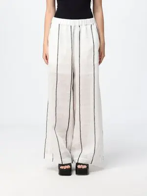 MEIMEIJ High-waisted Striped Linen Blend Palazzo Trousers - Multicolor