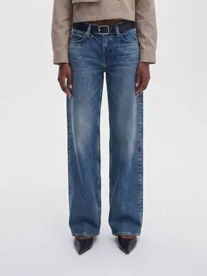 RAG&BONE Rag & Bone Mid-rise Wide Leg Jeans - Blue