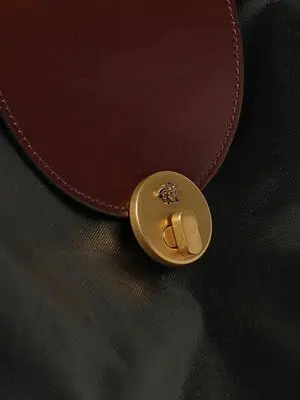 Versace Medusa Logo Waxed Cotton Tote Bag With Turn-lock Closure