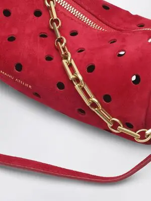 Manu Atelier Cylinder Polka-dot Suede Shoulder Bag
