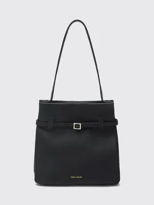 Manu Atelier Du Jour Grained Calfskin Shoulder Bag With Flat Handle - Black