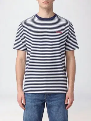 MC2 SAINT BARTH Striped Slim Fit Cotton T-shirt With Contrast Logo - Gnawed Blue