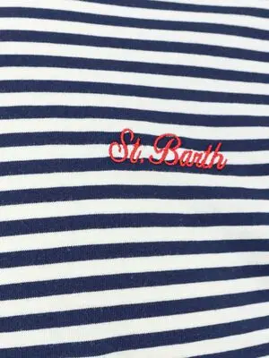 MC2 SAINT BARTH Striped Slim Fit Cotton T-shirt With Contrast Logo