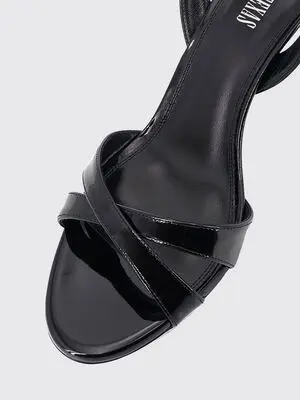 Paris Texas Patent Leather Stiletto Heel Slingback Sandals - Black