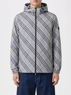 Burberry Technical Fabric Checked Hooded Windbreaker Jacket - Grey