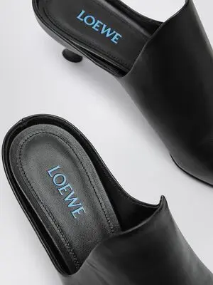 Loewe Emily Calfskin Mules With Square Toe And Flared Heel - Black