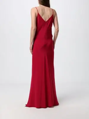 CRIDA MILANO Ibisco Crêpe Maxi Gown With Ruffles And Front Slit