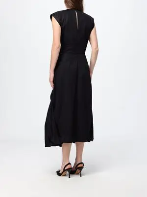 CRIDA MILANO Sleeveless A-line Cotton Poplin Midi Dress With Knotted Waist