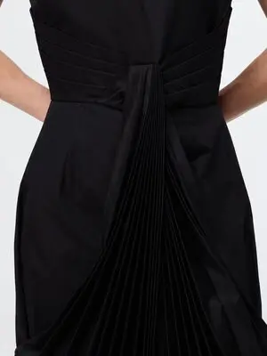 CRIDA MILANO Sleeveless A-line Cotton Poplin Midi Dress With Knotted Waist
