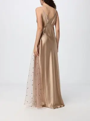 CRIDA MILANO Elba V-neck Satin Maxi Gown With Train