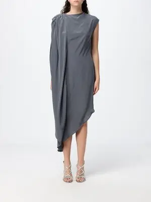 CRIDA MILANO Peonia One-shoulder Asymmetrical Crêpe De Chine Midi Dress - Blue