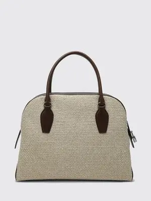THE ROW India Linen And Cotton Blend Handbag With Leather Details