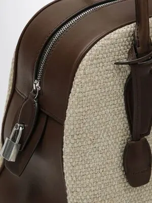 THE ROW India Linen And Cotton Blend Handbag With Leather Details