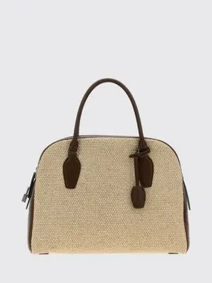 THE ROW India Linen And Cotton Blend Handbag With Leather Details