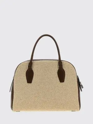 THE ROW India Linen And Cotton Blend Handbag With Leather Details