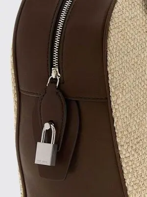 THE ROW India Linen And Cotton Blend Handbag With Leather Details