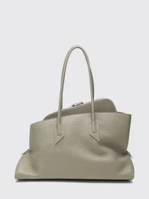 Attico La Passeggiata Asymmetrical Grained Leather Shoulder Bag - Sand
