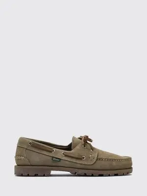 Paraboot Suede Leather Boat Shoes With Notched Rubber Sole - Sand