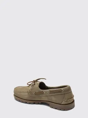 Paraboot Suede Leather Boat Shoes With Notched Rubber Sole