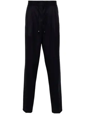 Brunello Cucinelli Wool Flannel Leisure Fit Trousers With Drawstring A - Blue