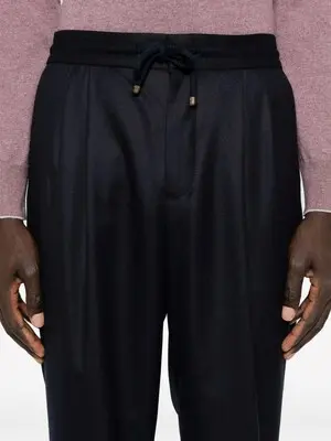 Brunello Cucinelli Wool Flannel Leisure Fit Trousers - Blue
