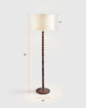 Quince Faceted Wood Floor Lamp With Linen Shade