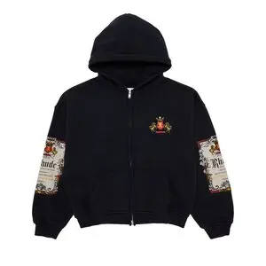 Rhude Bordeaux Reserve Zip-up Hoodie /white/red - Black